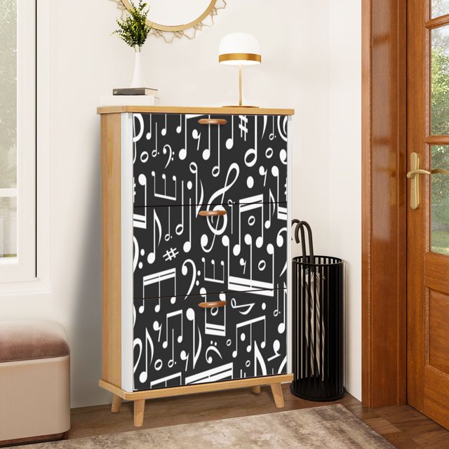 Shoe Storage Cabinet with 3 Flip Drawers for seamless music notes Shoe ...