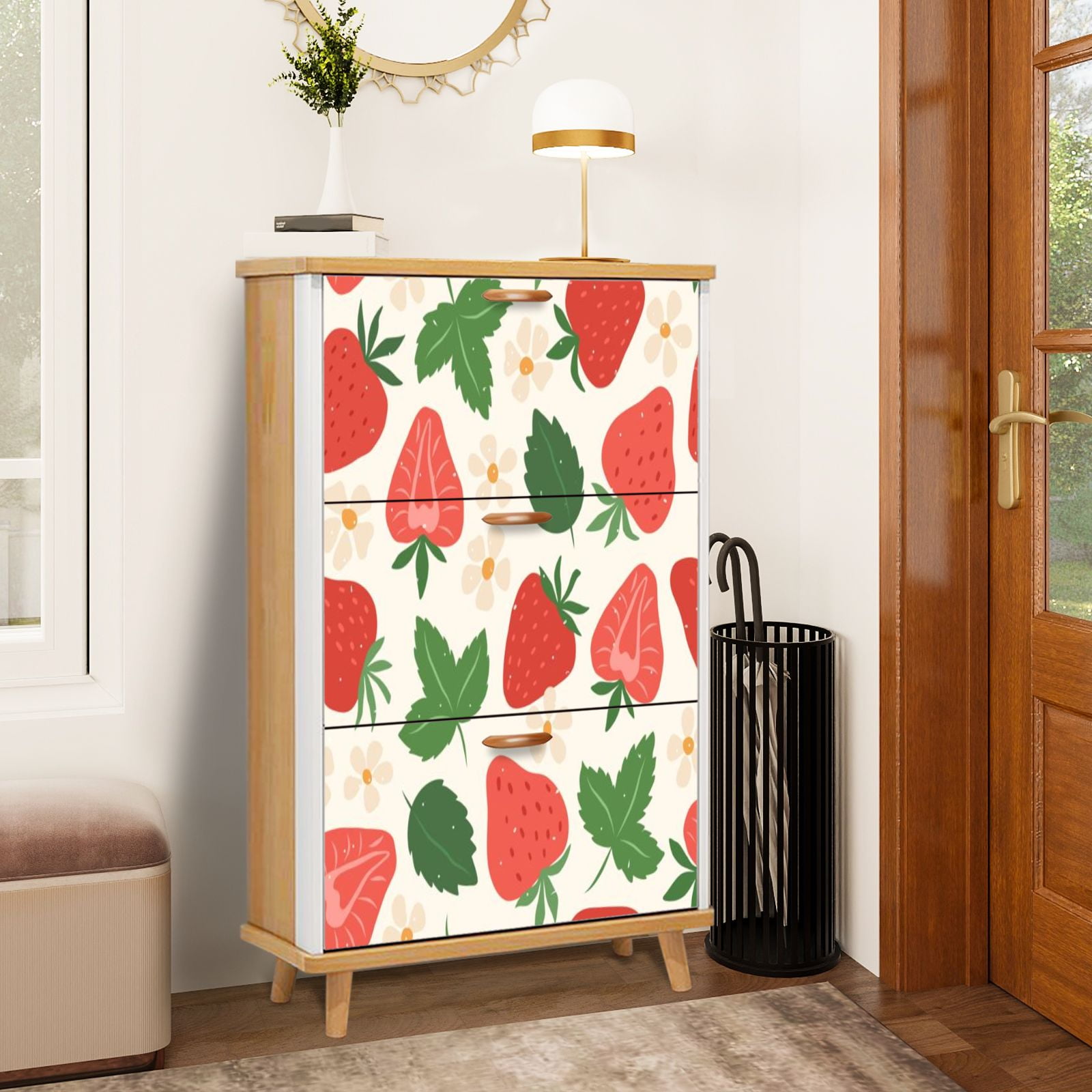 Shoe Storage Cabinet with 3 Flip Drawers for seamless strawberry Trendy ...