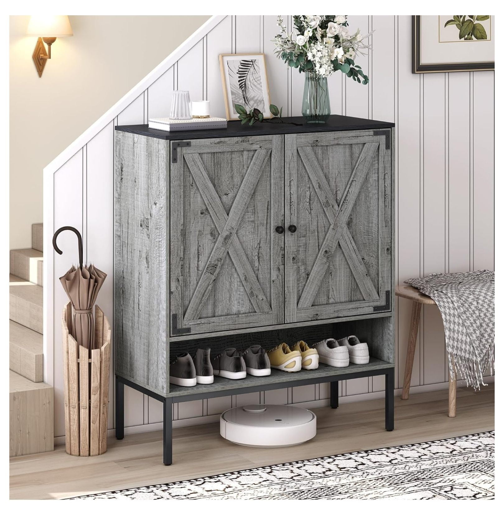 Shoe Storage Cabinet with Adjustable Shelf, 5 Tier Shoe Organizer, Shoe ...