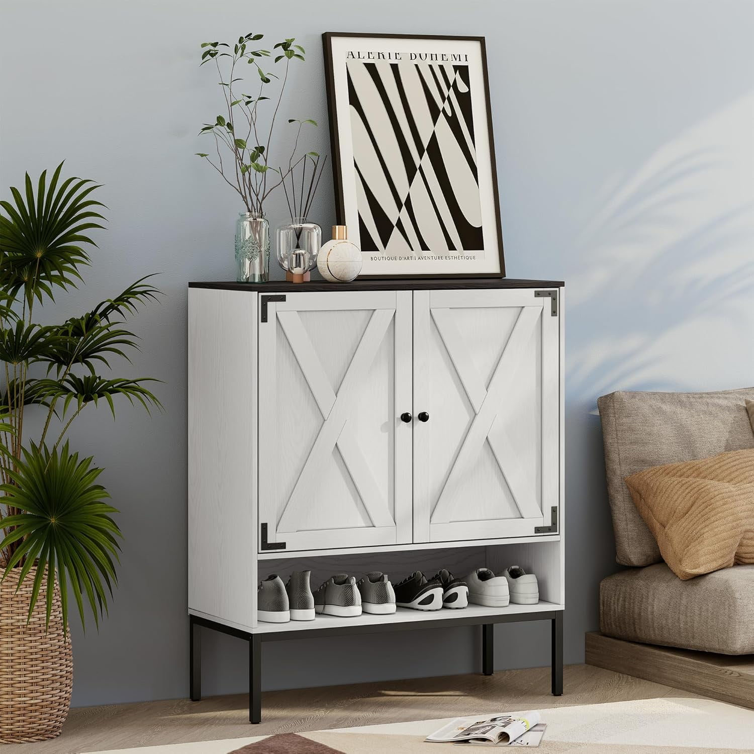Shoe Storage Cabinet with Adjustable Shelf 5 Tier Shoe Organizer Shoe ...