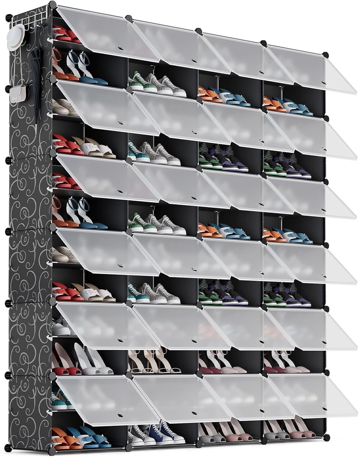 Shoe Storage Organizer Cabinet 96 Pair Plastic Shoe Rack with Cover ...