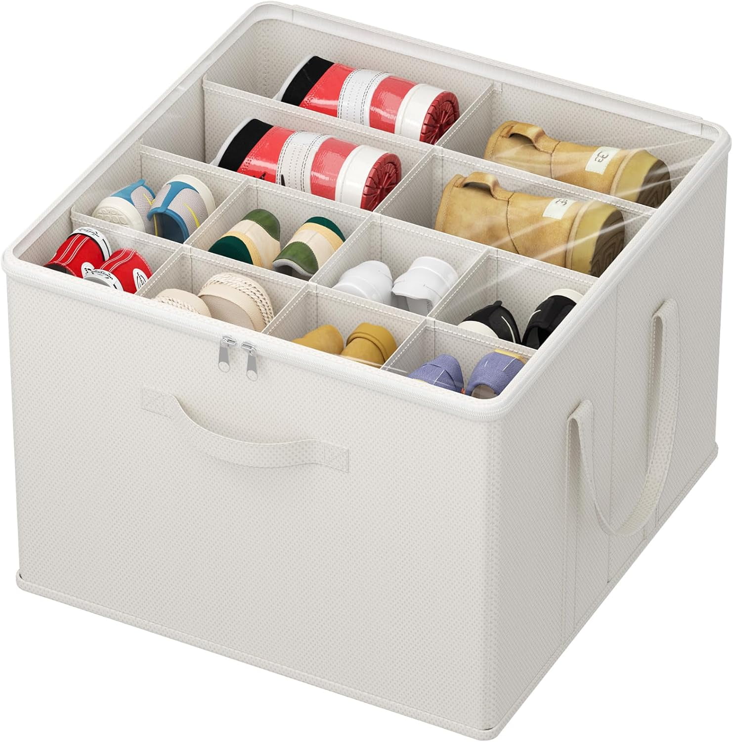 Shoe Storage Organizer for Closet, Fits 12-16 Pairs, Large Shoe Box ...