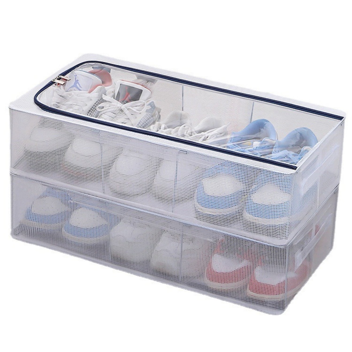 Shoe Storage Organizers for Closet, 2 Pack Plastic Mesh Netting Boxes ...