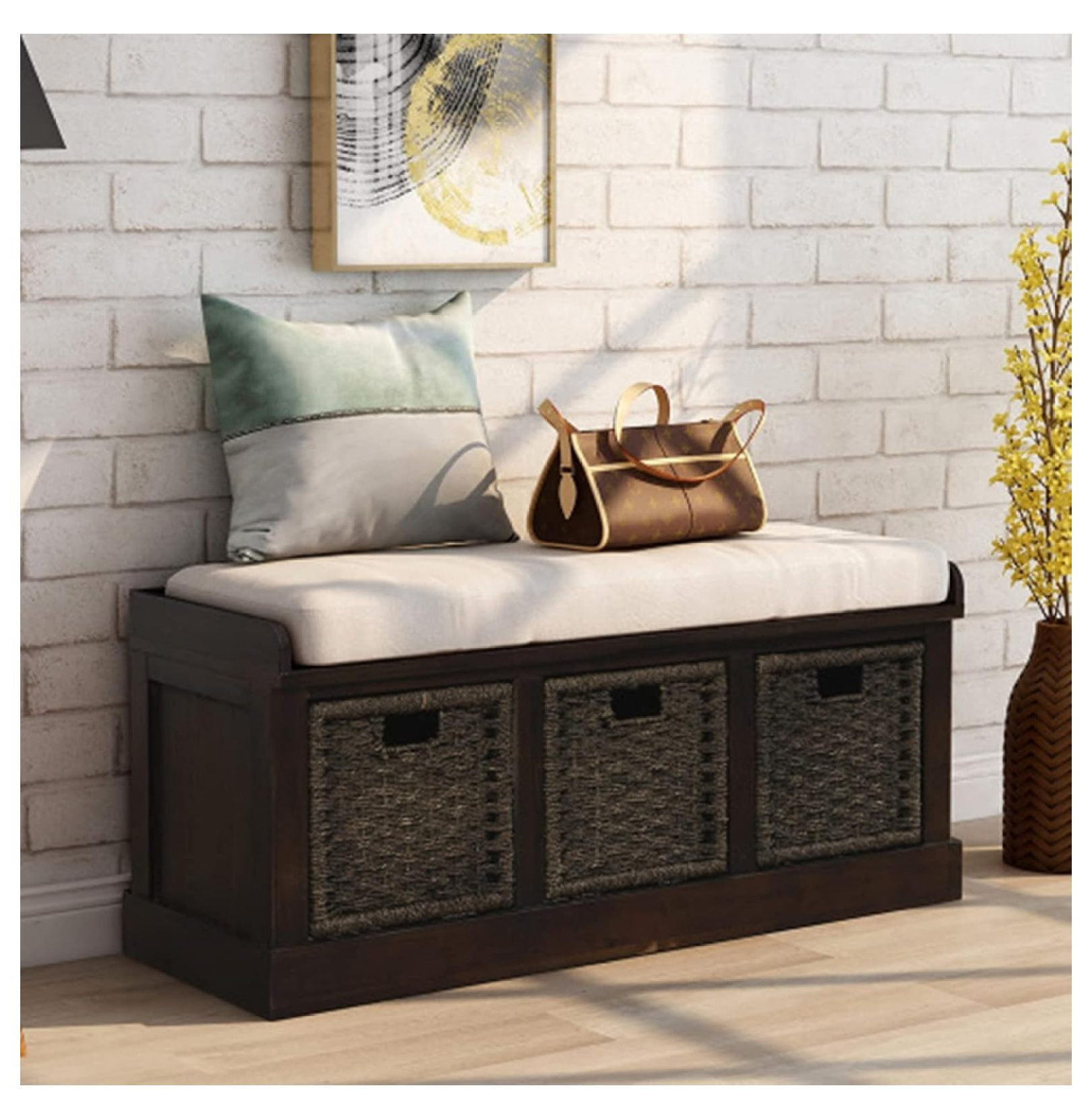 Shoe Storage , Small Entry with 3 Classic Rattan Baskets & Removable ...