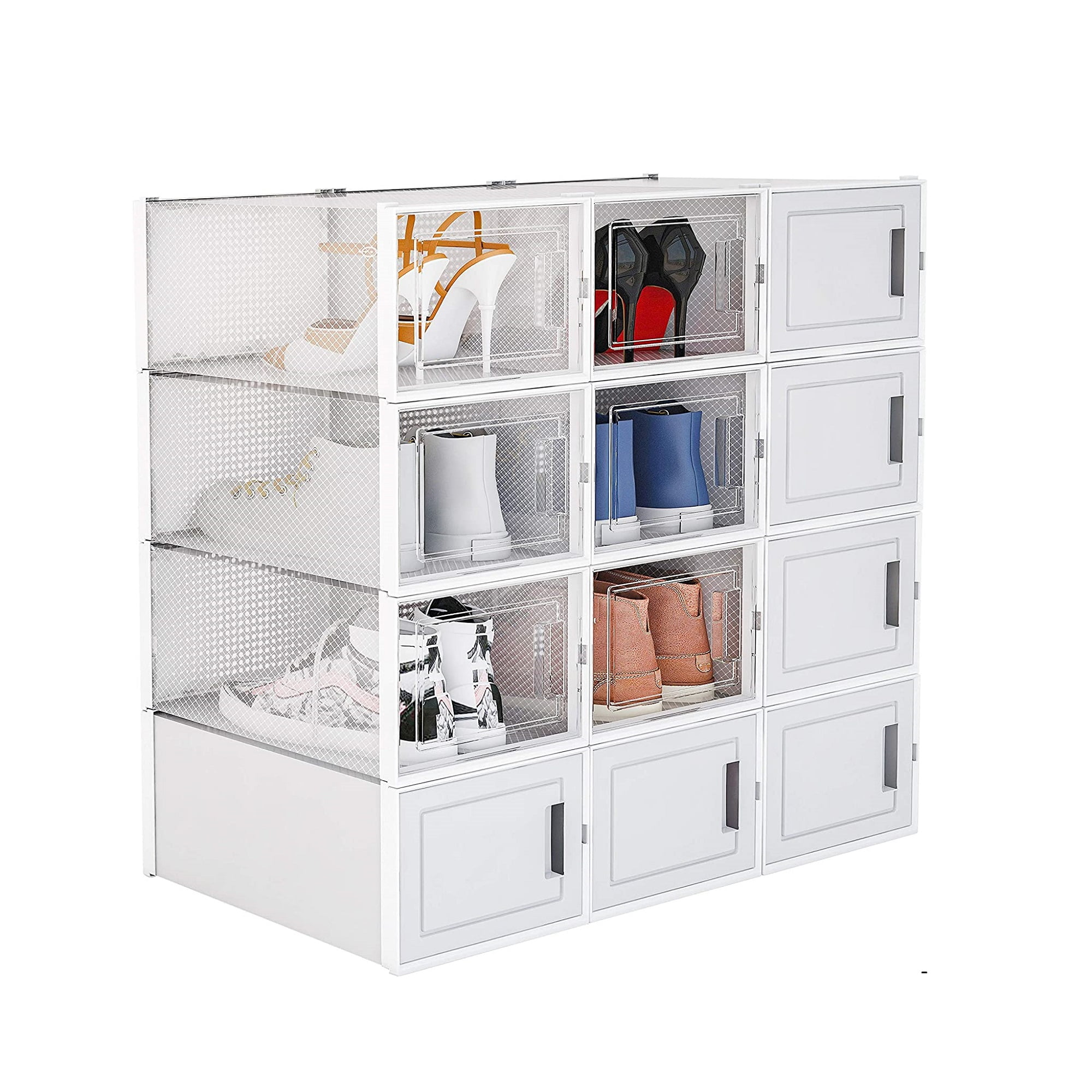 Shoe Storage Stackable Entryway Box Set of 12, Plastic, Transparent ...