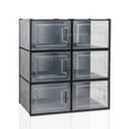 Shoe Storage Stackable Entryway Box Set of 6, Plastic, Black - Walmart.com