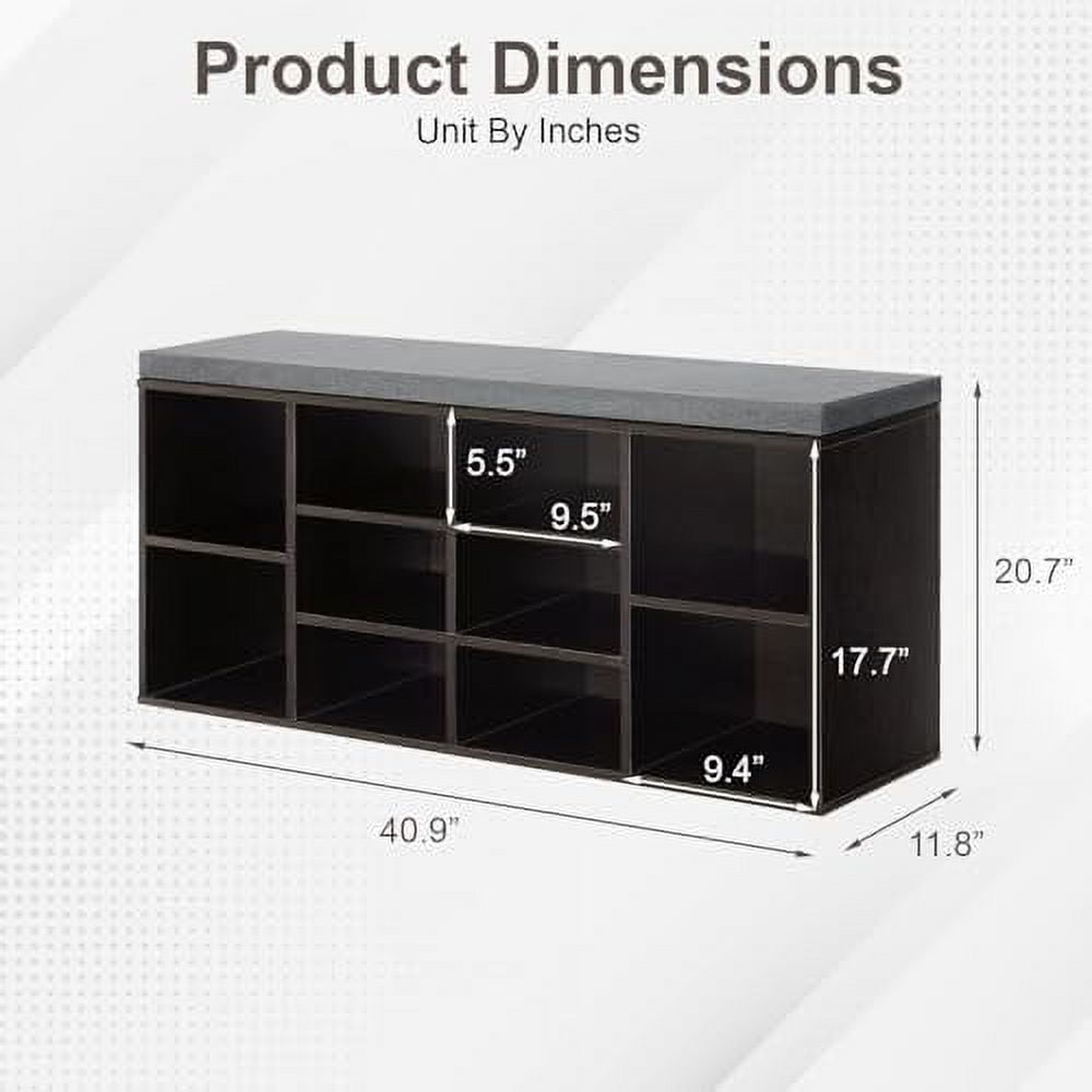 Shoe Storage w/Cushions, 3-Tier Cubby Shoe Rack , 10 Cubbies ...