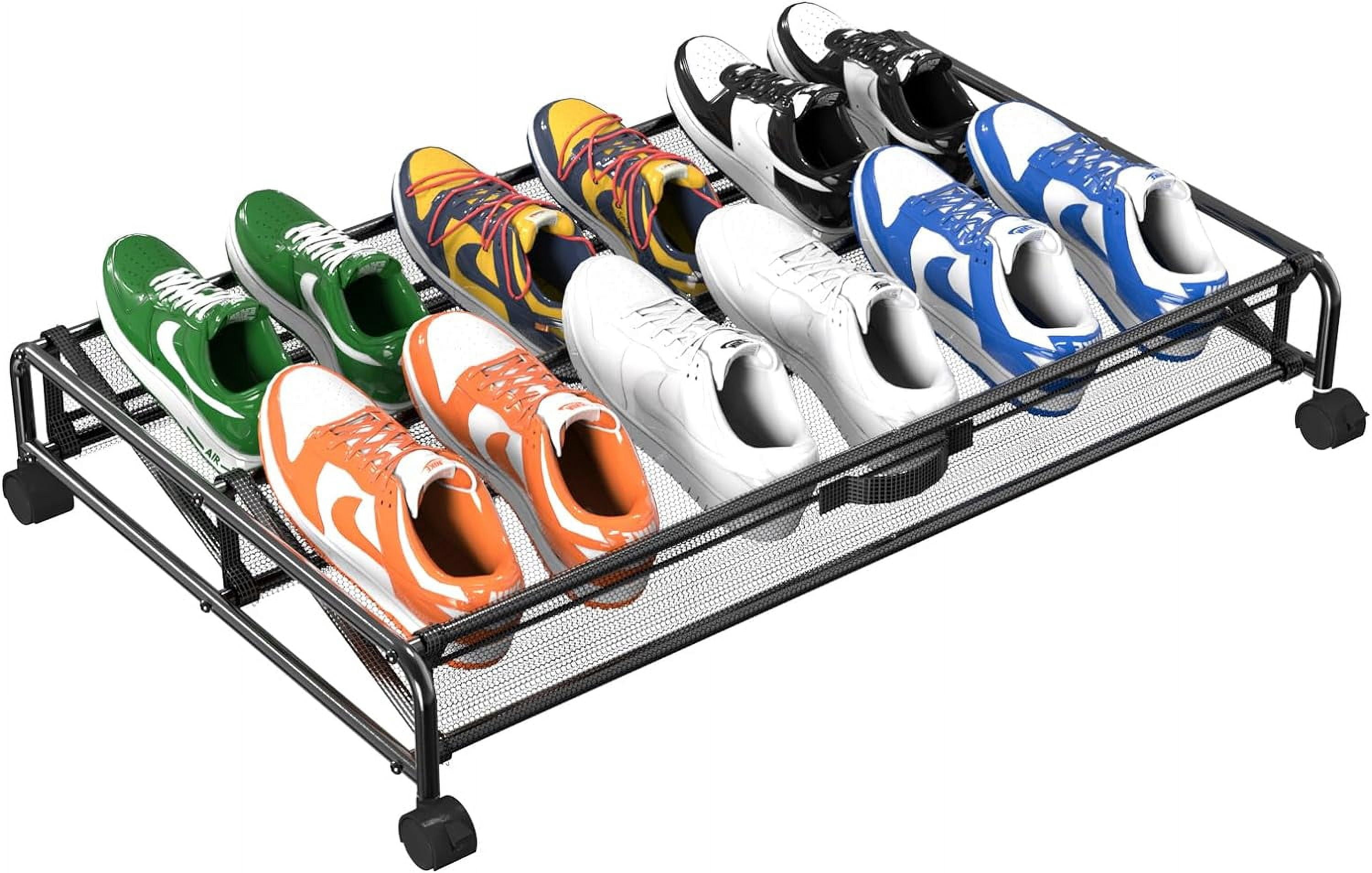 Shoe Storage with Wheels, 2 Pack Rolling Under Bed Storage Containers ...