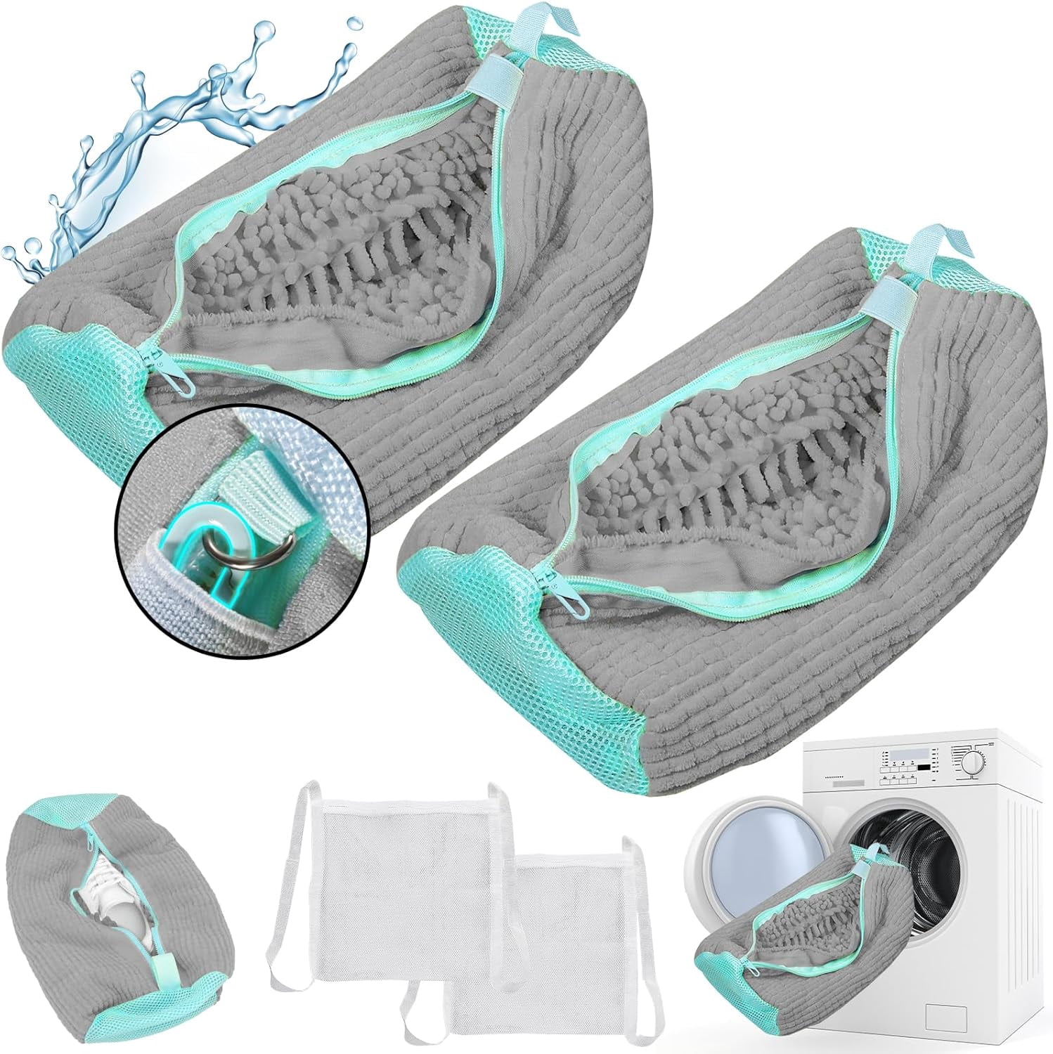 Shoe Washing Machine Bag, 2 Pack Grey Laundry Shoe Bags for Washer and ...
