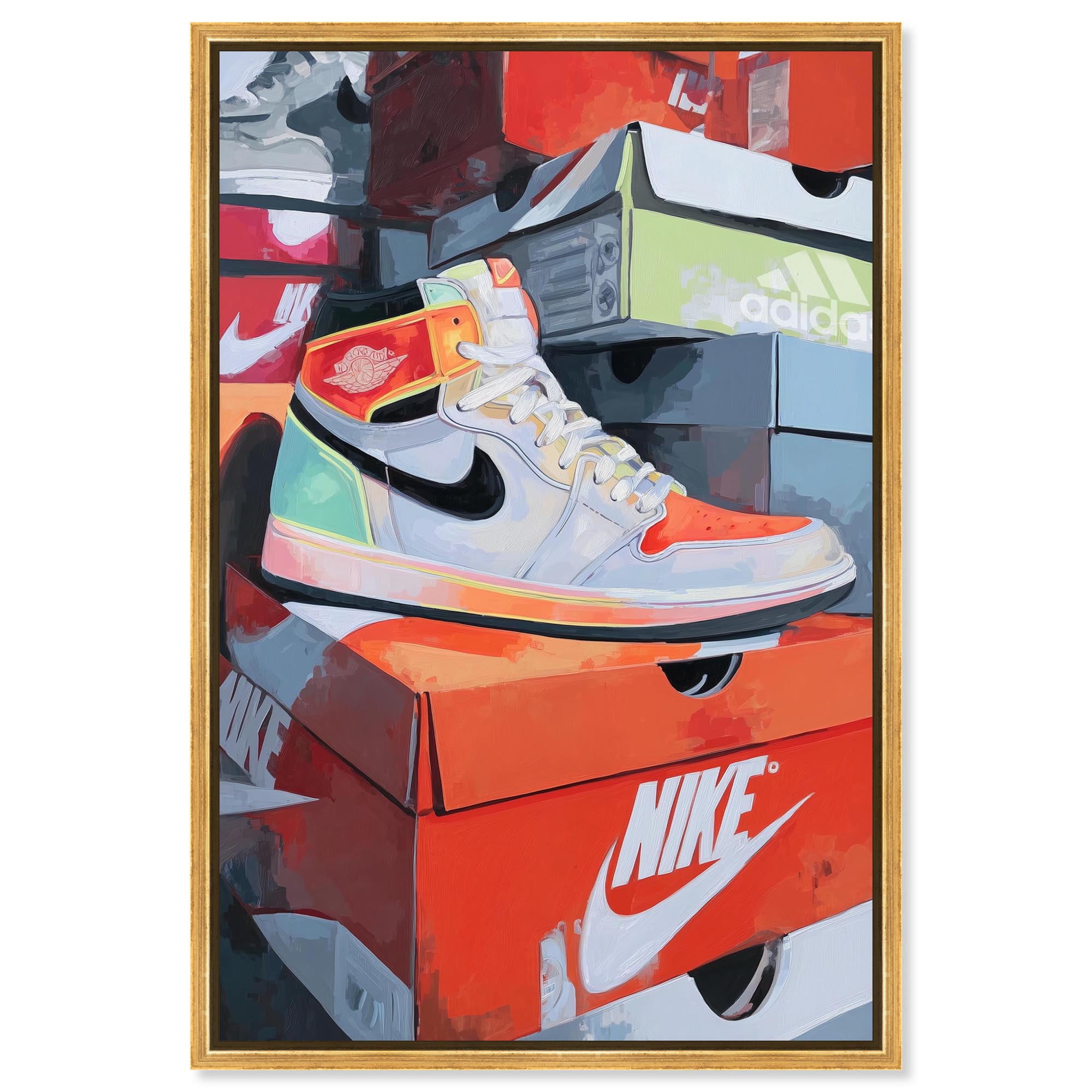 Shoebox Tower Canvas Print Retro Wall Decor by Notoriart, Gold Frame ...
