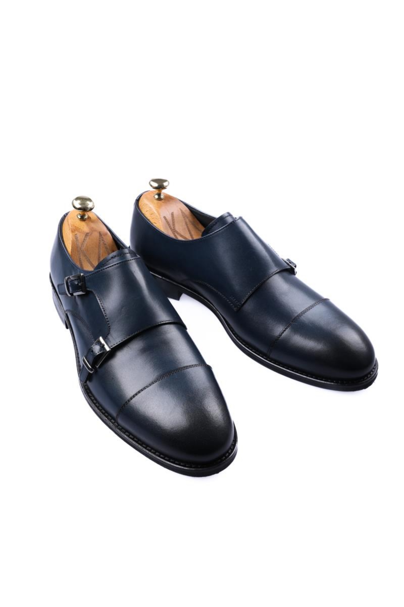 Shoes, 100% Leather Buckle Stylish and Classic Navy Santo Men's Shoes ...