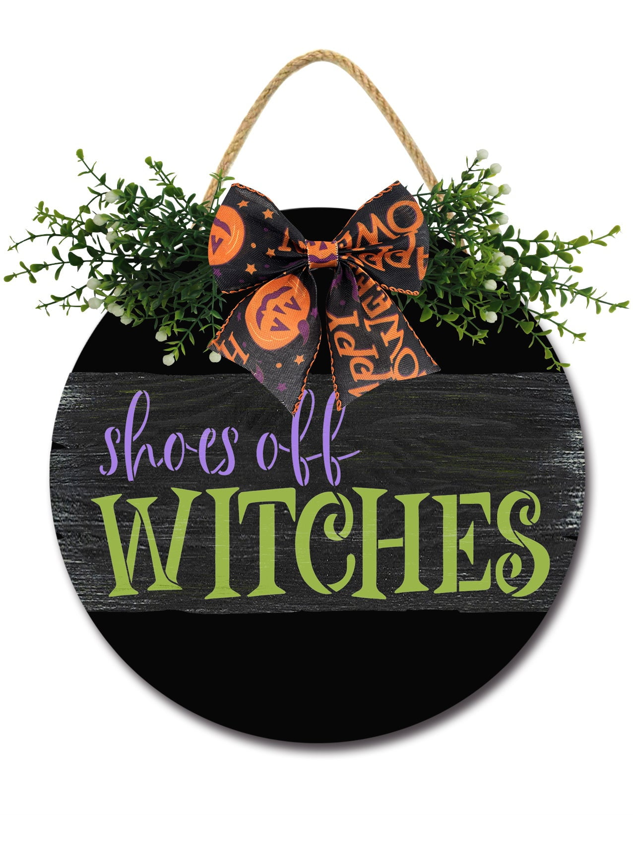 Shoes Off Witches Sign Front Door Porch Decorations, Round Rustic Wood ...