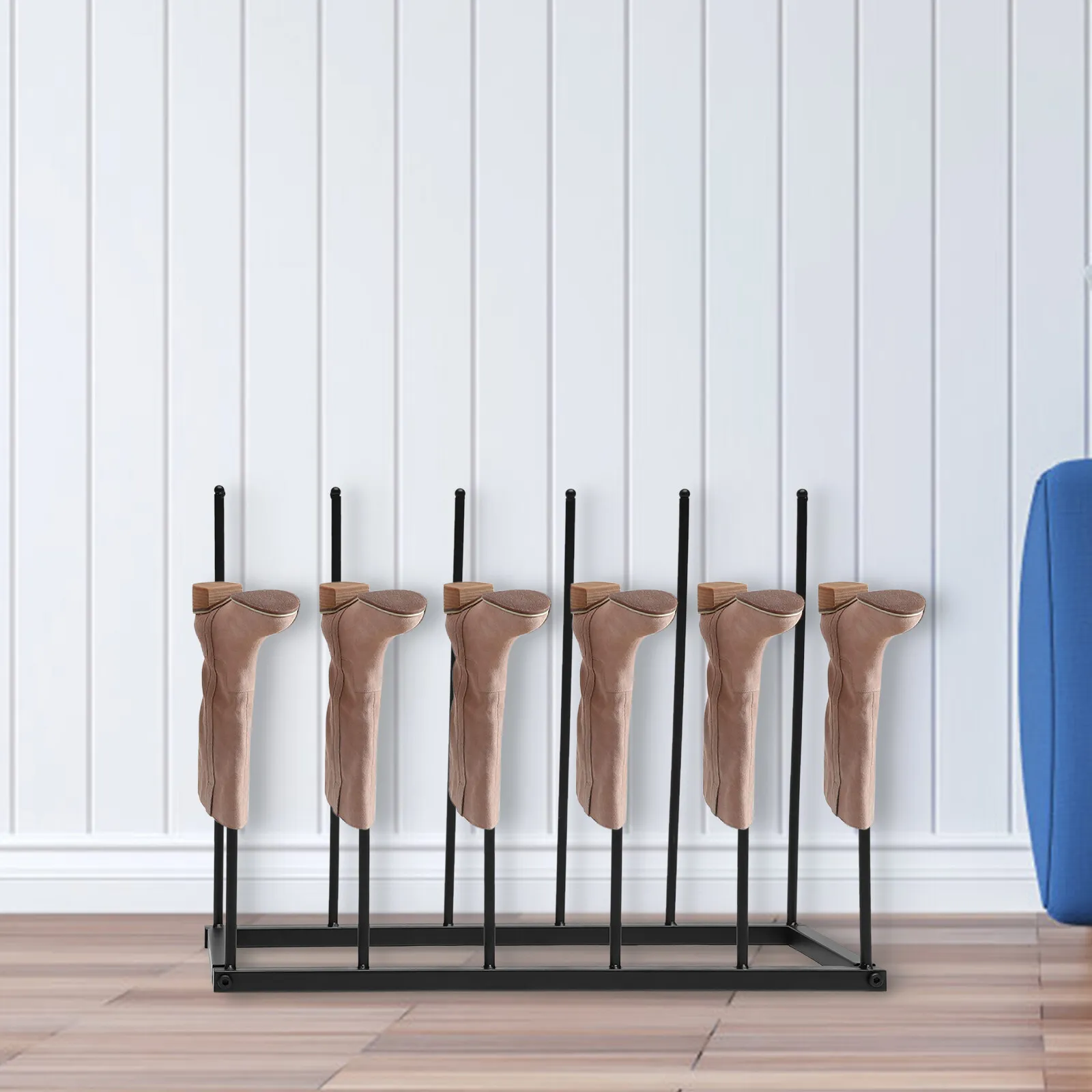 Shoes Organizer Display 6-Pair Wood Inverted Boot Rack Entryway Closet ...