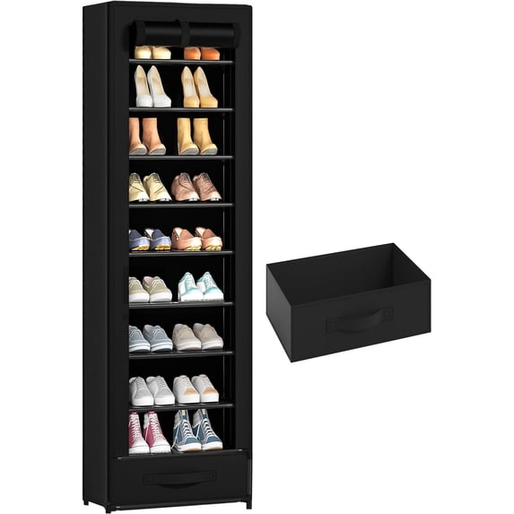 Shoes Rack 10 Tier Tall Shoe Rack Narrow Shoe Rack with Storage Box ...