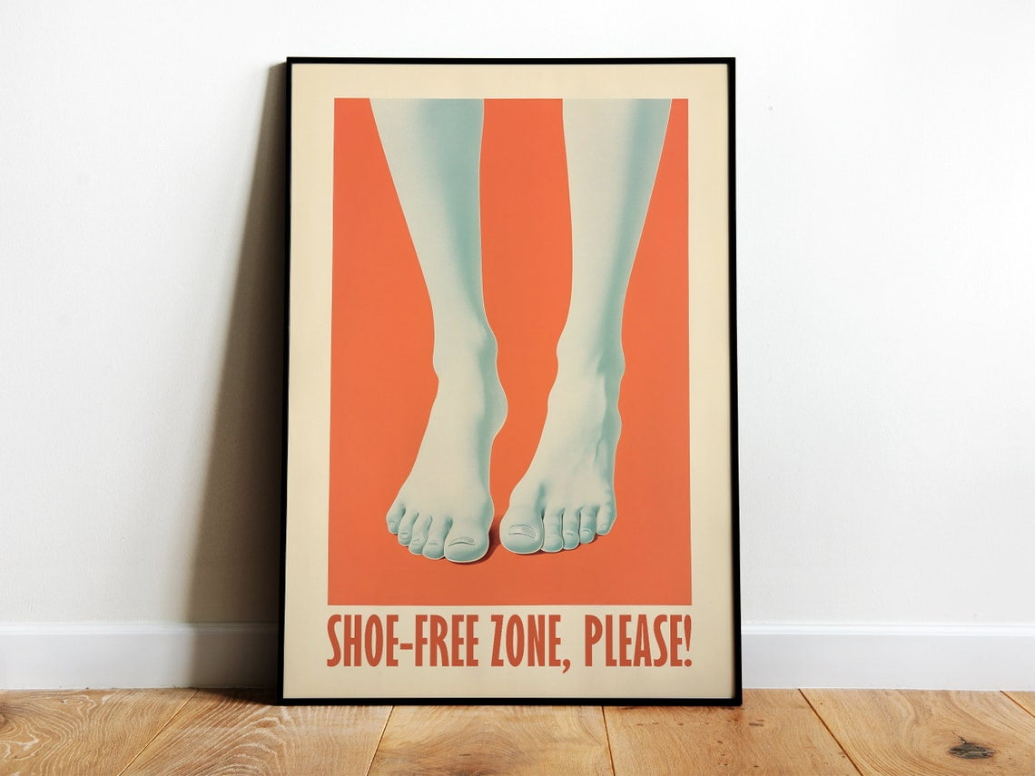 No Shoes No Shoes In House Able Print Entrance Sign Retro Poster Shoes ...