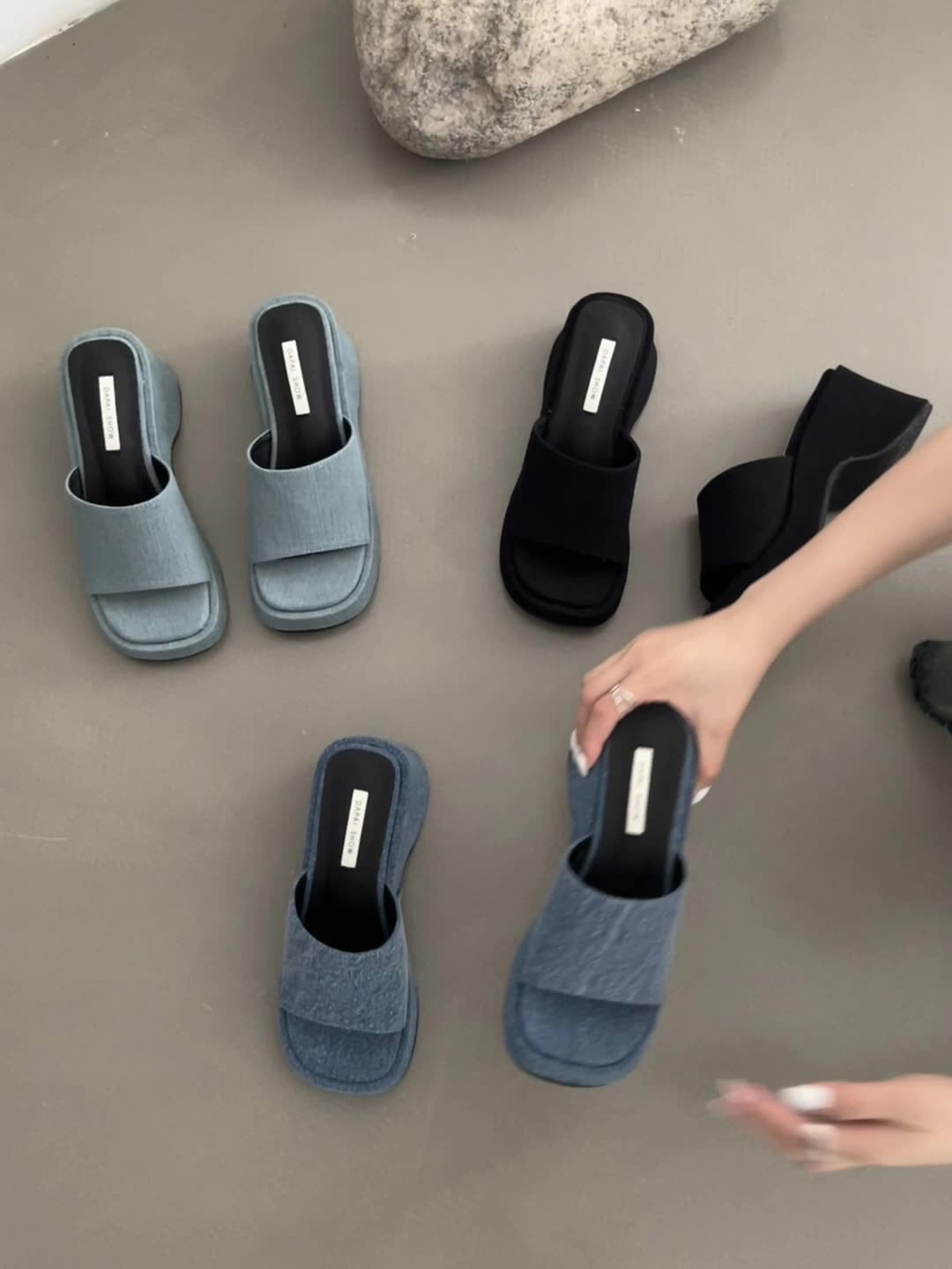 Shoes Square Toe On A Wedge Big Size Low House Slippers Platform Slides ...