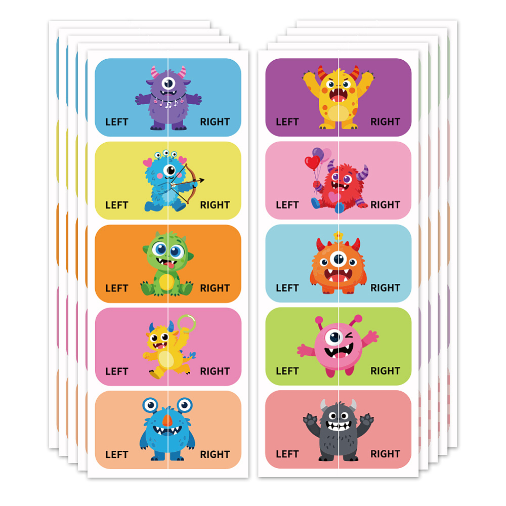 Shoes Stickers for Shoes Learning Left Right Cute Little Monster 100pcs ...