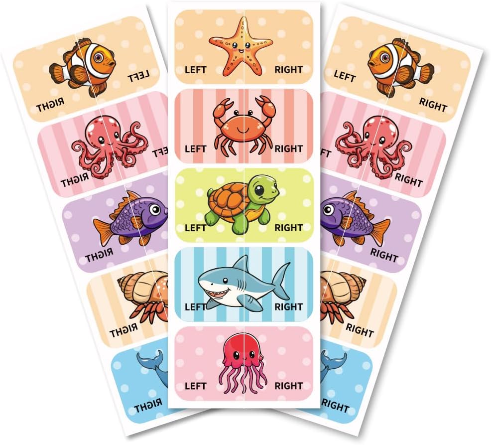 Shoes Stickers for Shoes Learning Left Right Marine Life 100pcs(50 ...