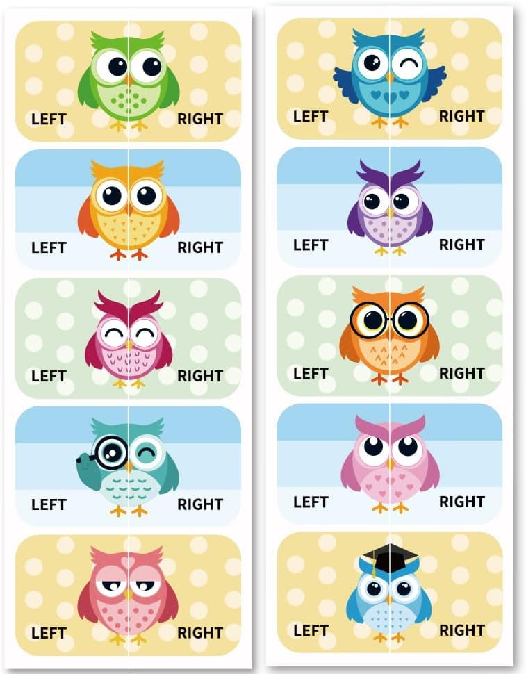 Shoes Stickers for Shoes Learning Left Right Owl 100pcs(50 Pairs) Self ...