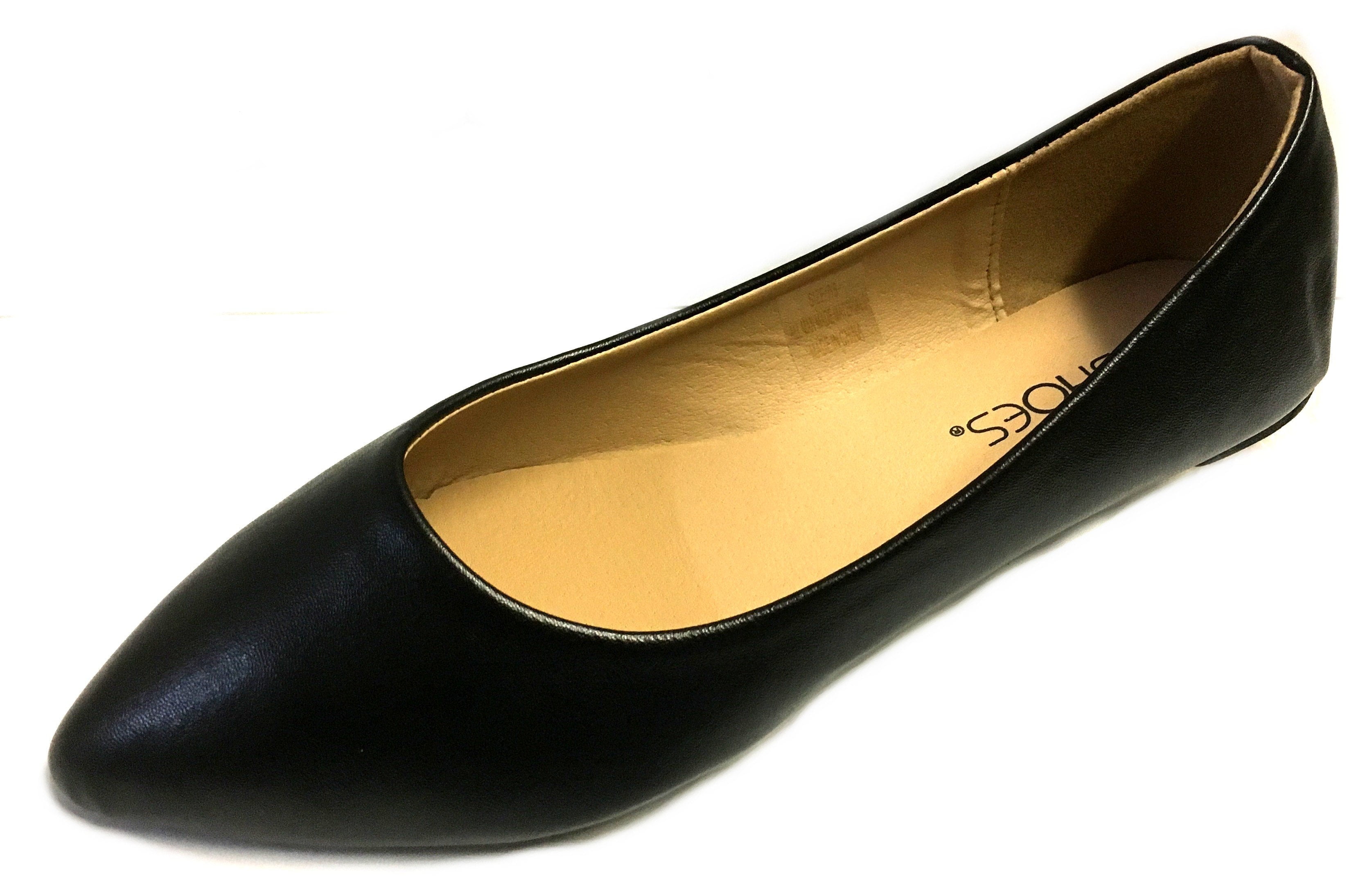 Shoes8teen Women's Pointy Toe Ballet Flats 8800 Black Pu 9/10 - Walmart.com
