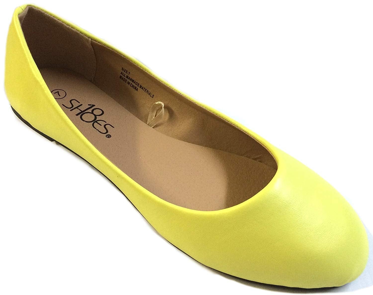 Shoes8teen Womens Ballerina Ballet Flat Shoes 8600 Yellow Pu 10 ...