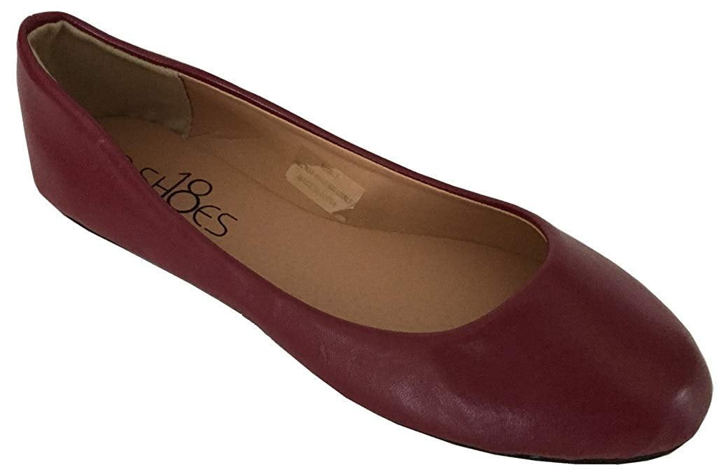 Shoes8teen Womens Ballerina Ballet Flat Shoes 8600 Burgundy Pu 7 ...