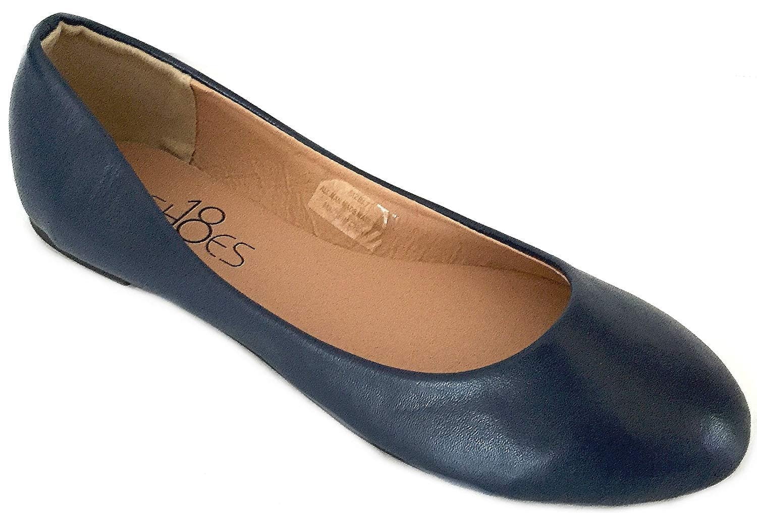 Shoes8teen Womens Ballerina Ballet Flat Shoes (9, Navy PU 8600 ...
