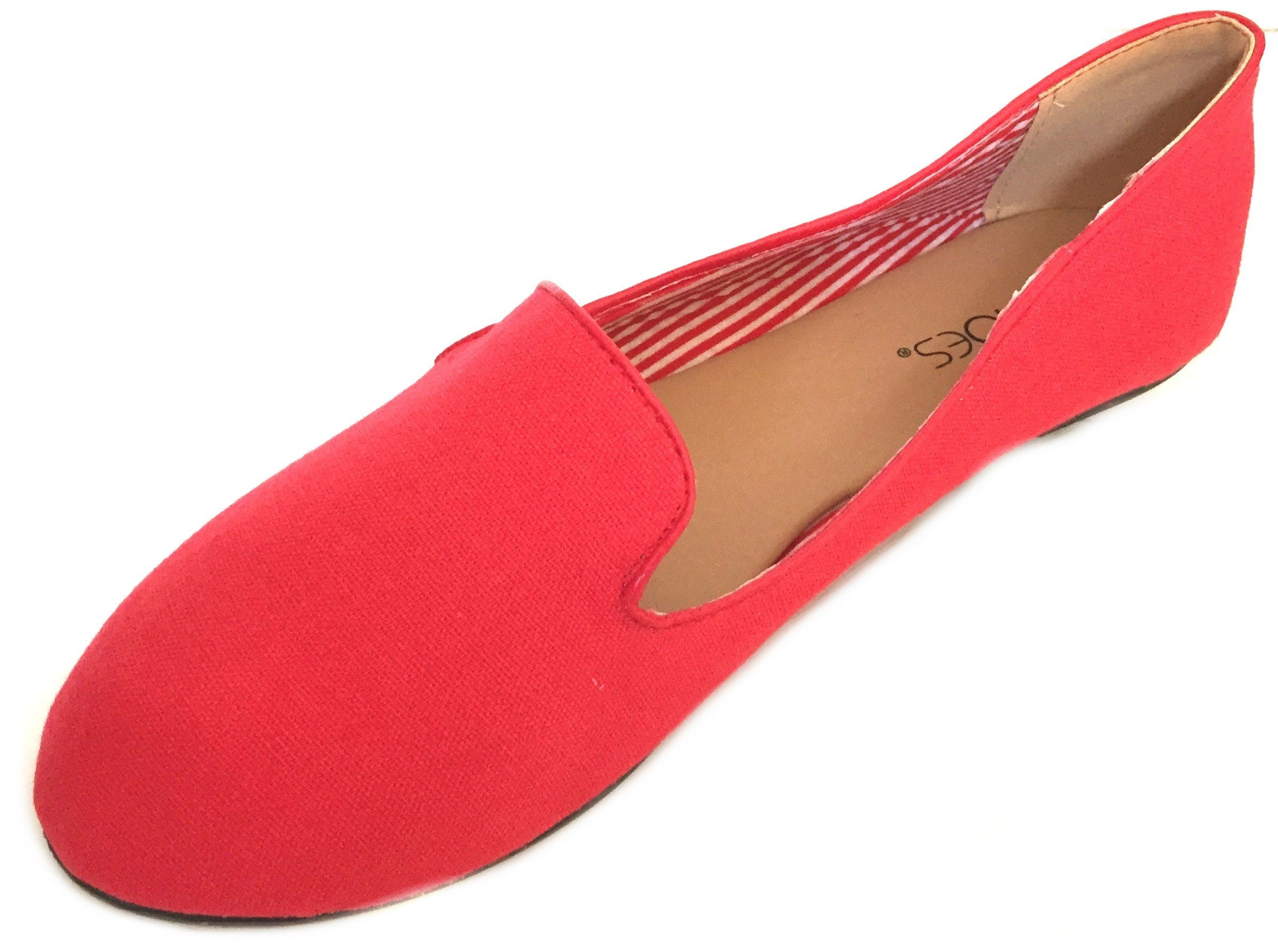 Shoes8teen Womens Faux Suede Loafer Smoking Shoes Flats 102 red 5/6 ...