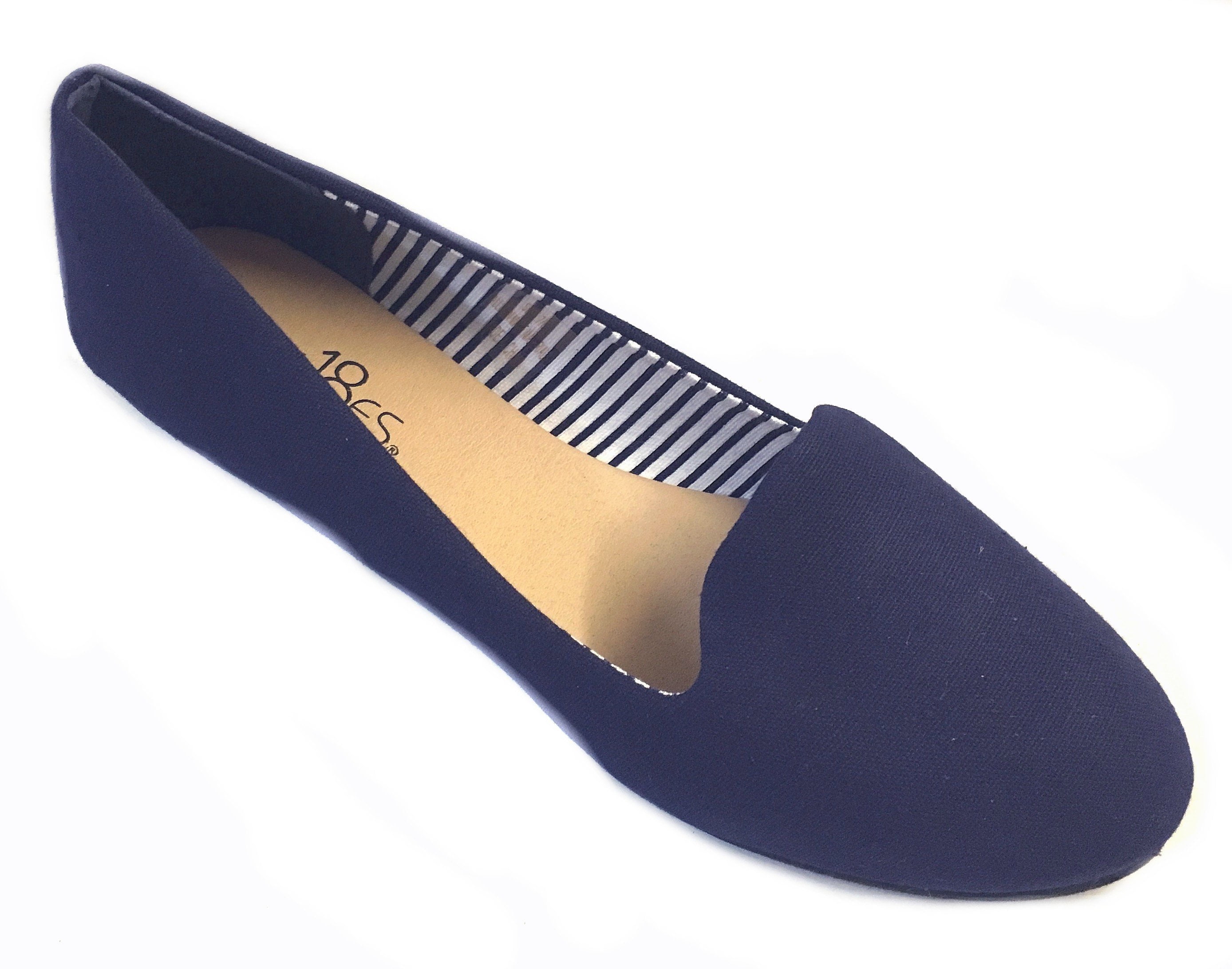 Shoes8teen Womens Faux Suede Loafer Smoking Shoes Flats 4024 Navy 11 ...