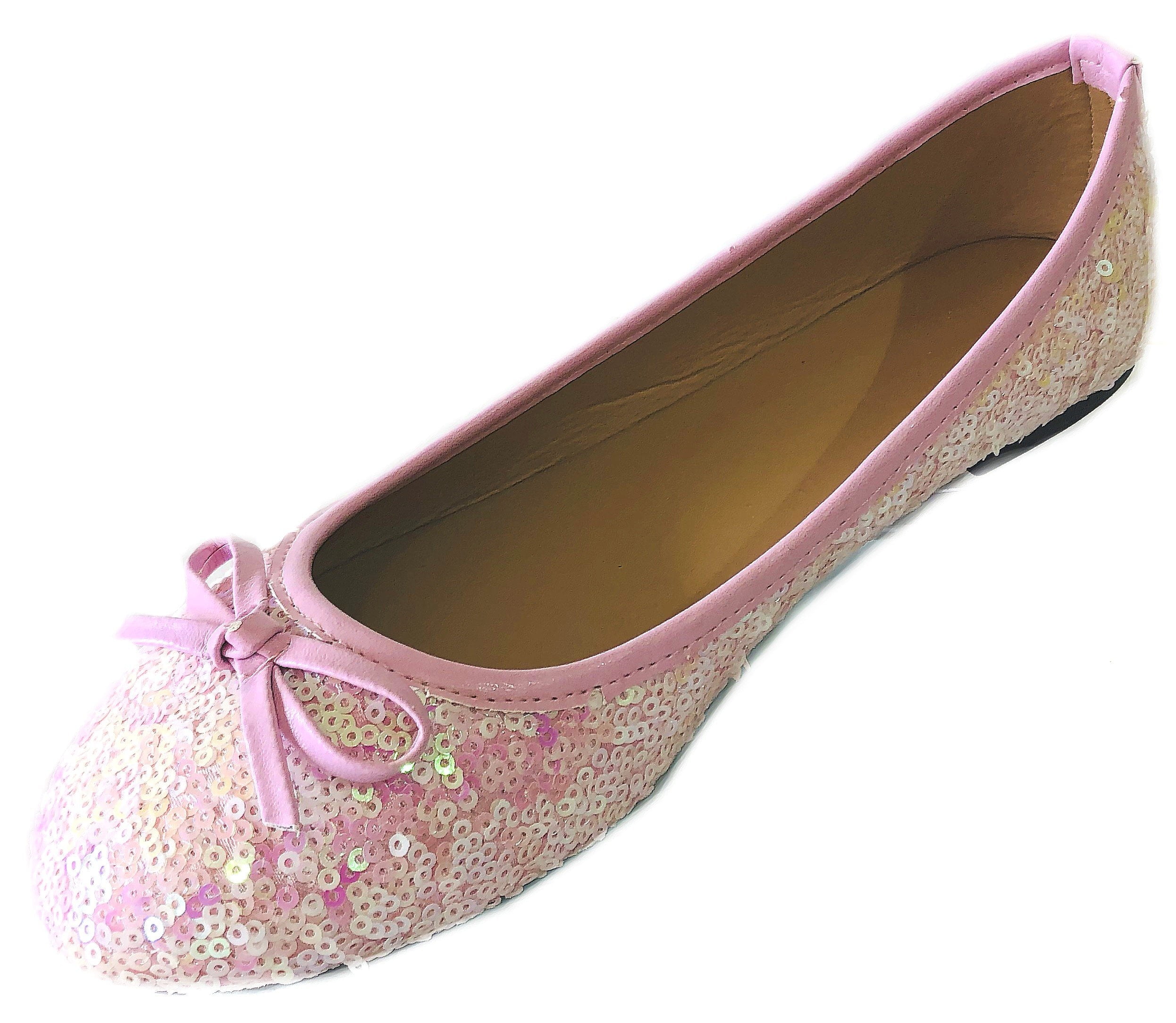 Shoes8teen Womens Sequins Ballerina Ballet Flats Shoes 2001 Pink Sequin ...
