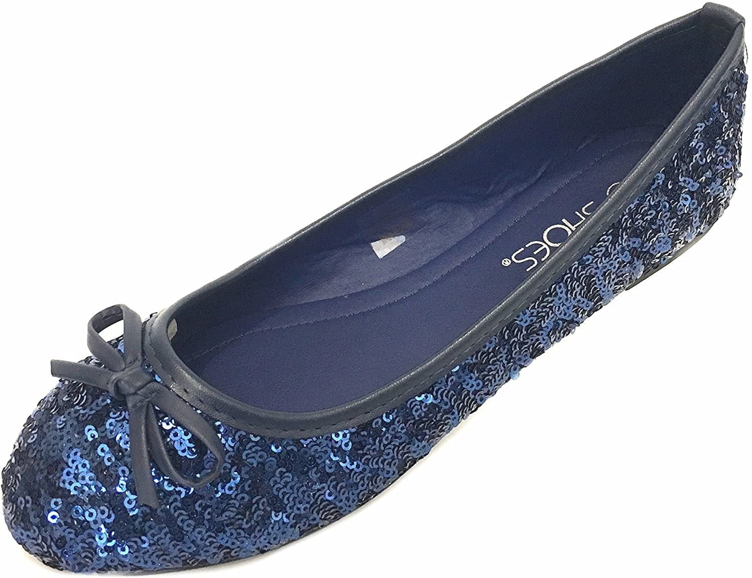 Shoes8teen Women's Sequin Ballerina Ballet Flats, Comfortable Everyday ...