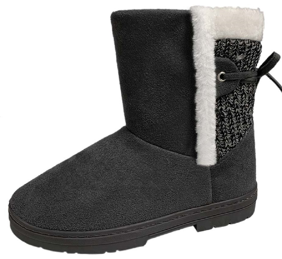 Shoes8teen Womens Winter Fur Boots 0003 Black, numeric_8 - Walmart.com