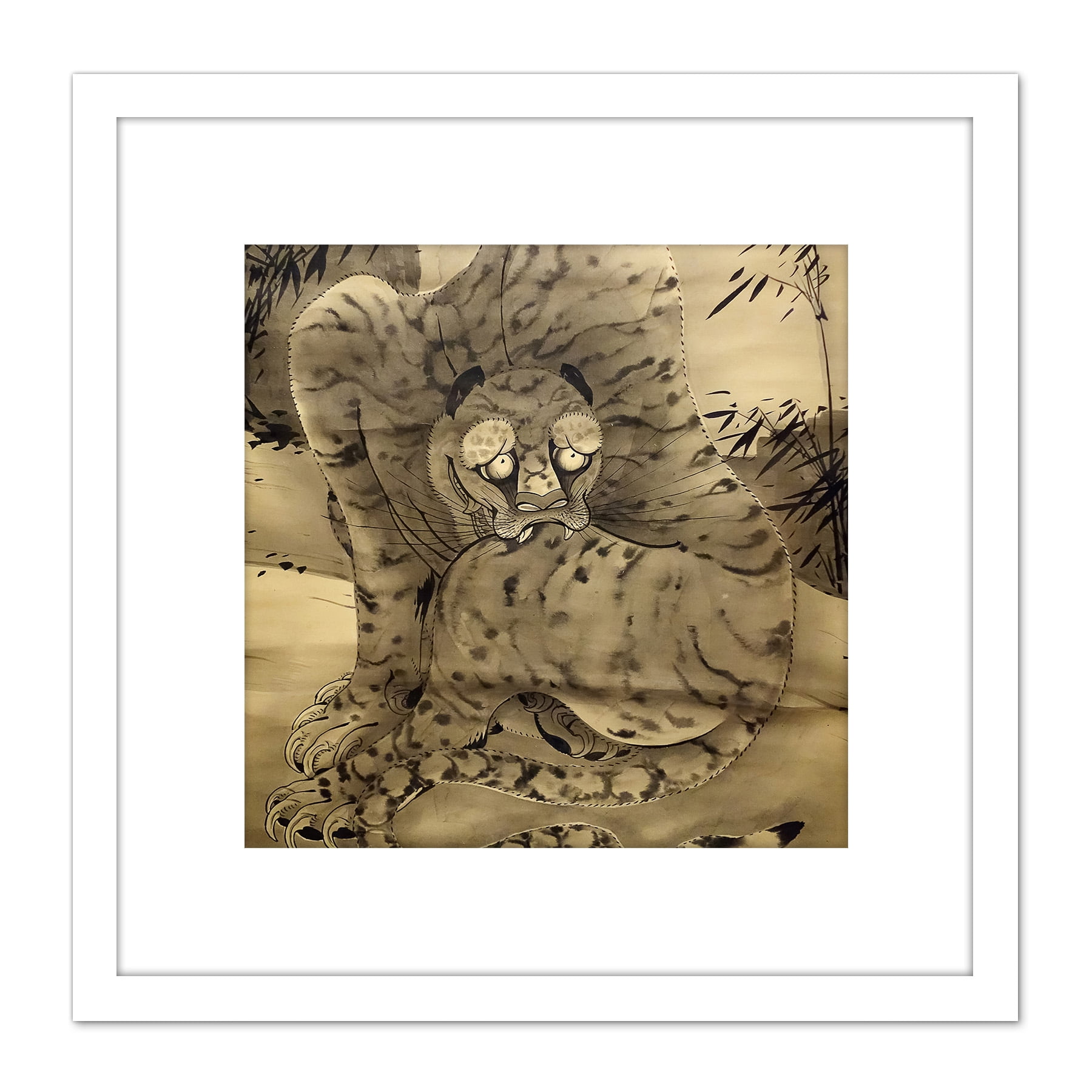 Shohaku Dragon Tiger Painting Detail 8X8 Inch Square Wooden Framed Wall ...