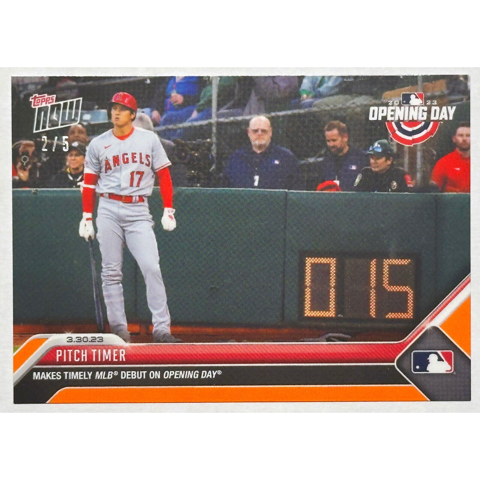 Shohei Ohtani Opening Day Pitch Timer Debut Topps Now Orange Parallel ...