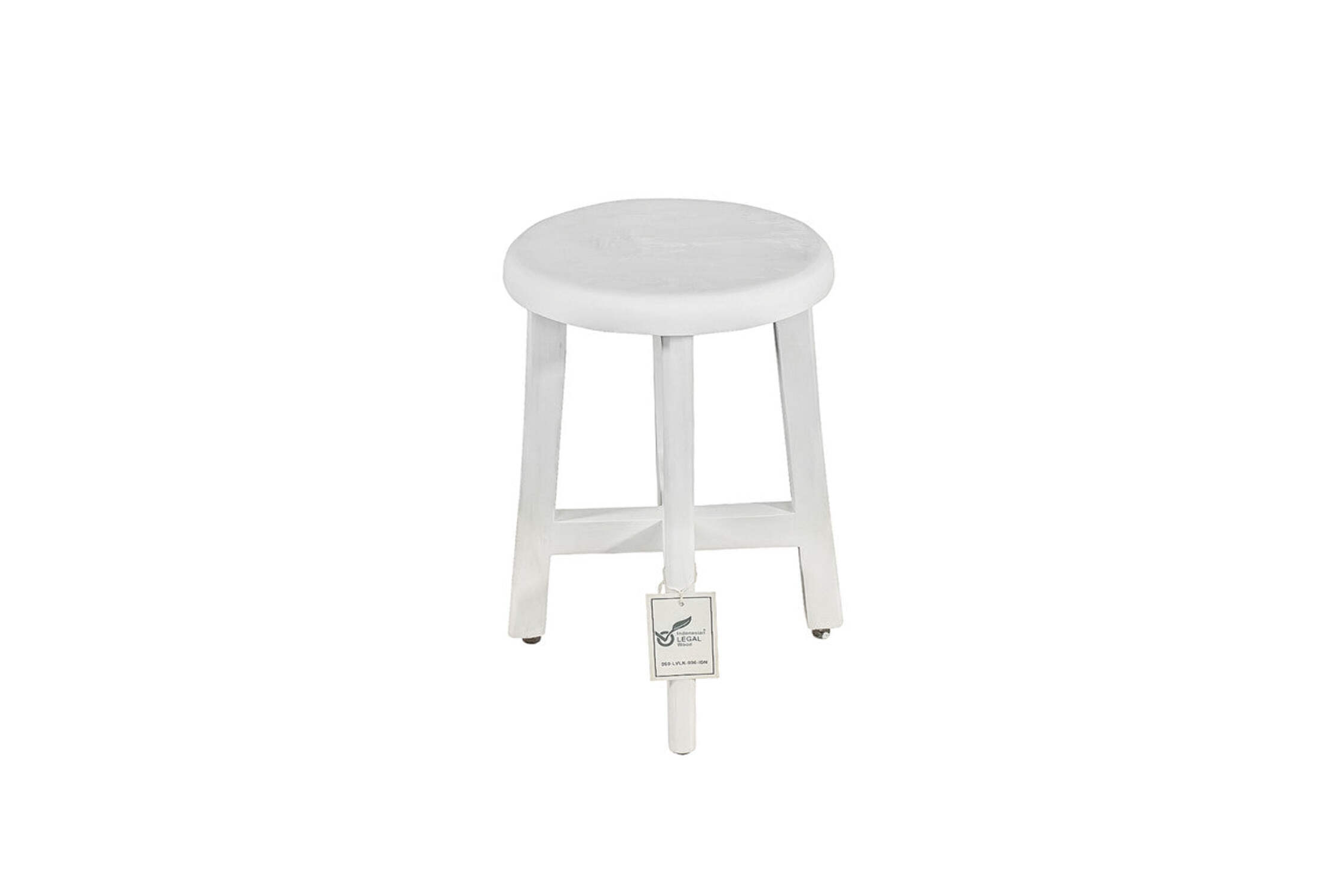 Shoji® 18" Teak Wood Shower Stool with 12" Round Seat in White ...