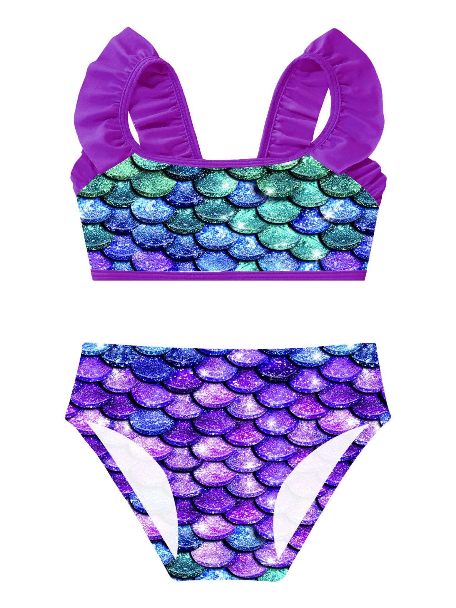 Sholeno Girls 2 Piece Tankini Set Swimsuit Mermaid Scales Printed ...