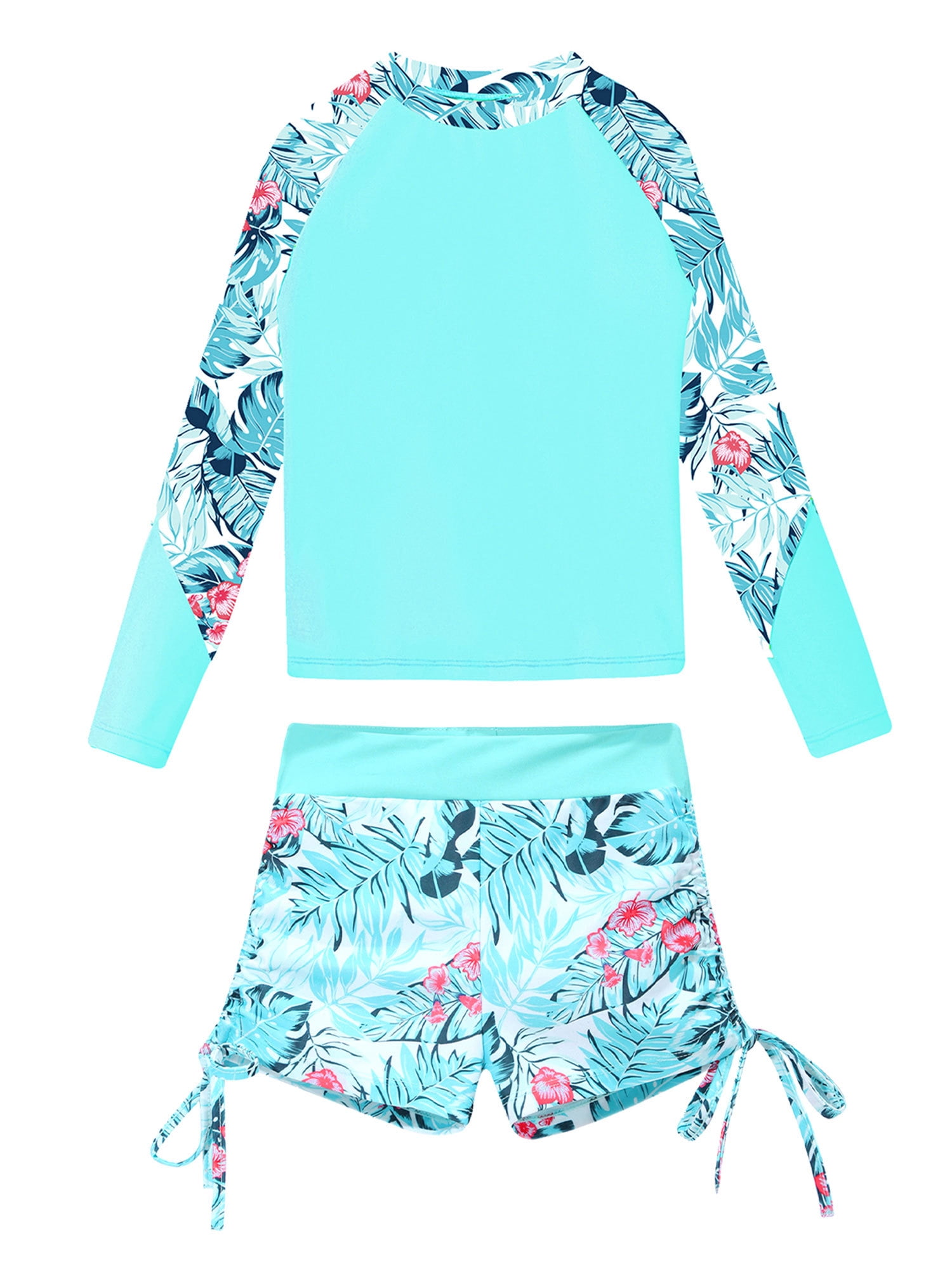 Sholeno Girls 2 Pieces Rash Guard Swimsuit Long Sleeve Beach Tankini ...