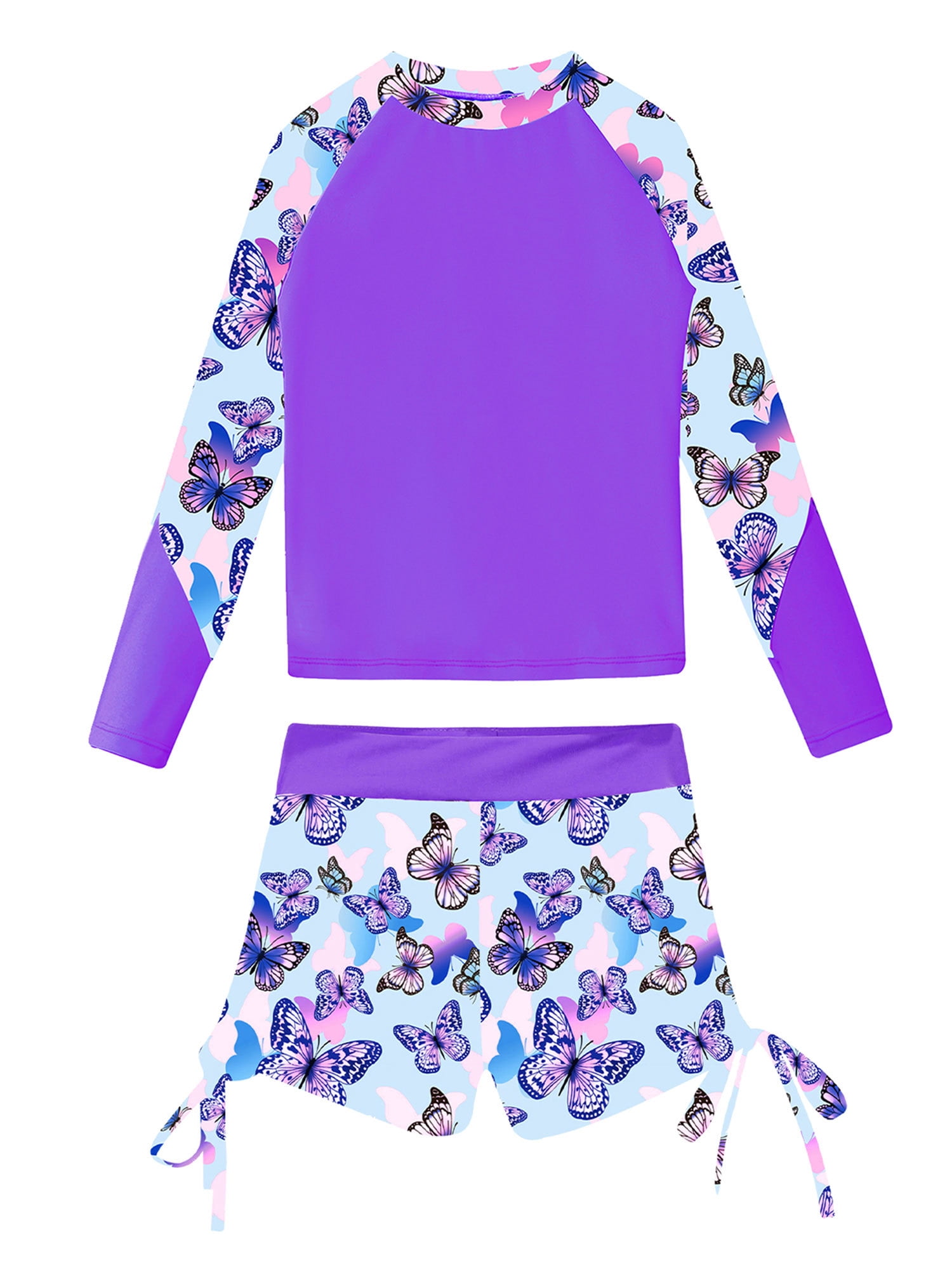 Sholeno Girls 2 Pieces Rash Guard Swimsuit Long Sleeve Beach Tankini ...