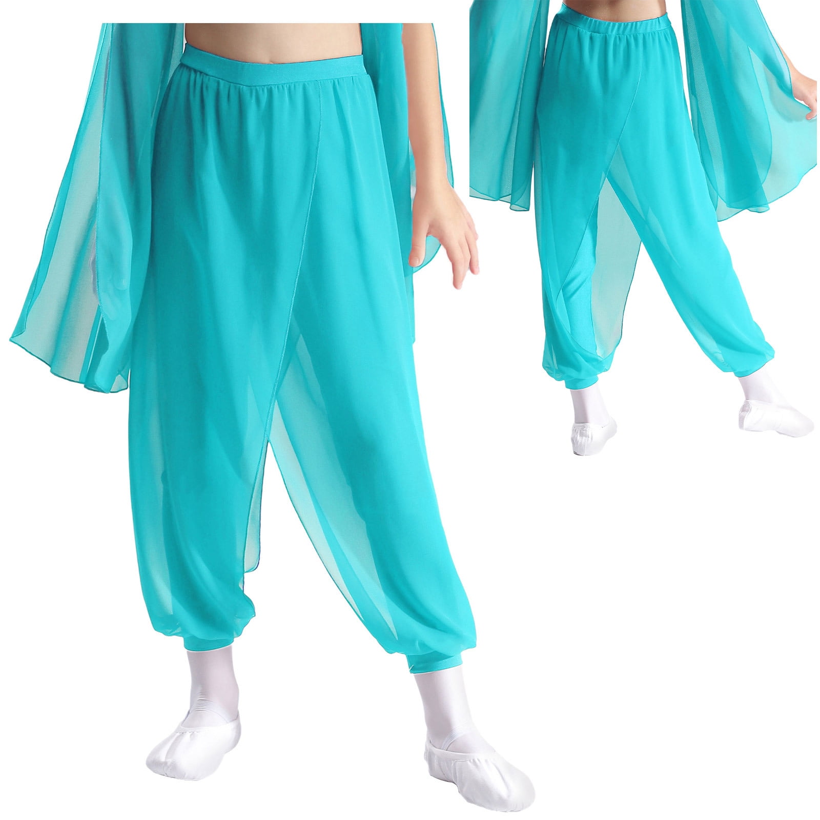 Sholeno Girls Classical Belly Dance Pants Split Overlay Toursers for ...
