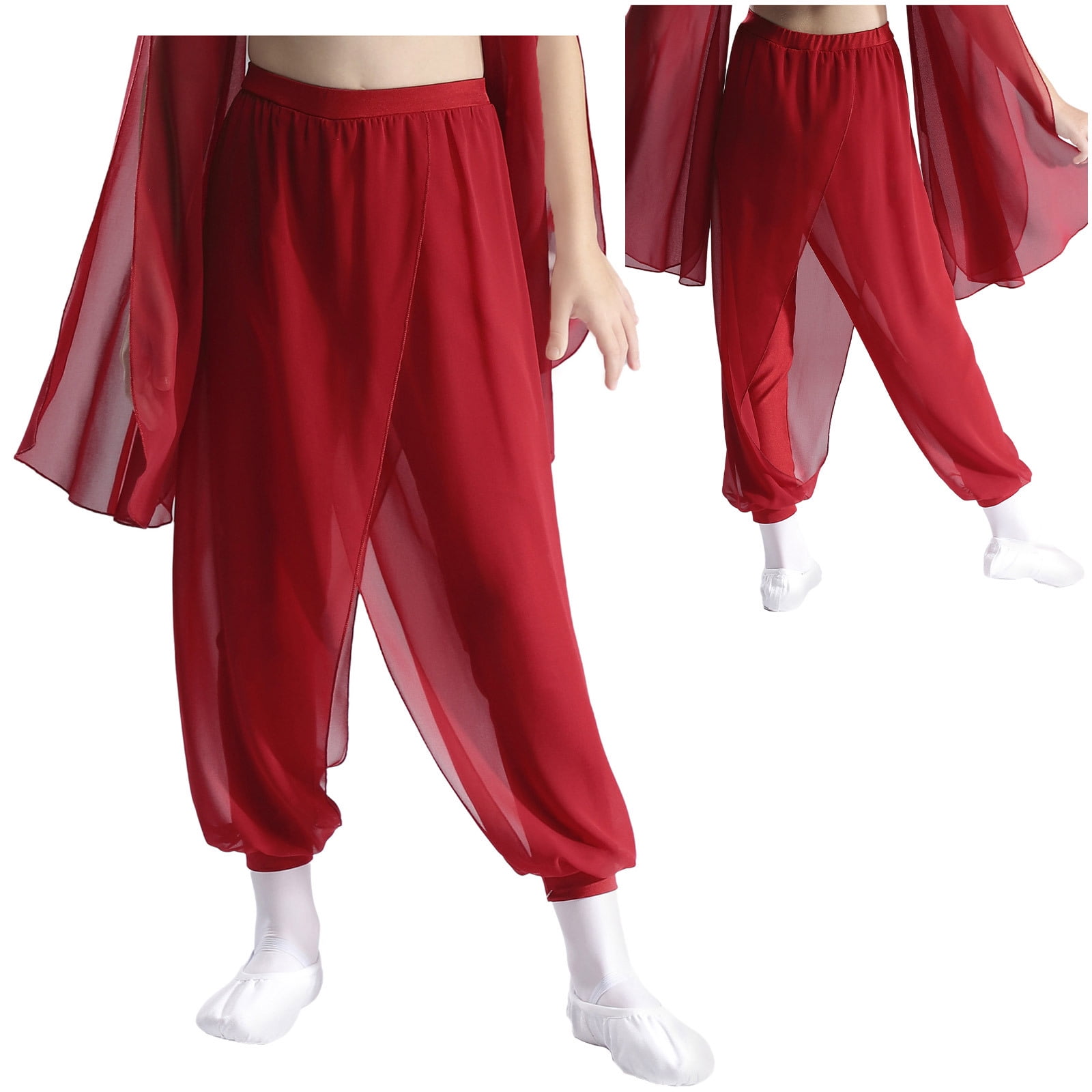 Sholeno Girls Classical Belly Dance Pants Split Overlay Toursers for ...