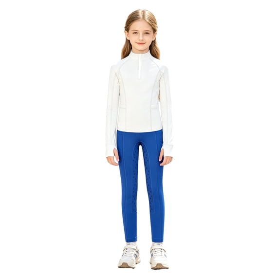 Sholeno Girls Equestrian Clothing Set Horse Riding Shirt and Knee-Patch ...