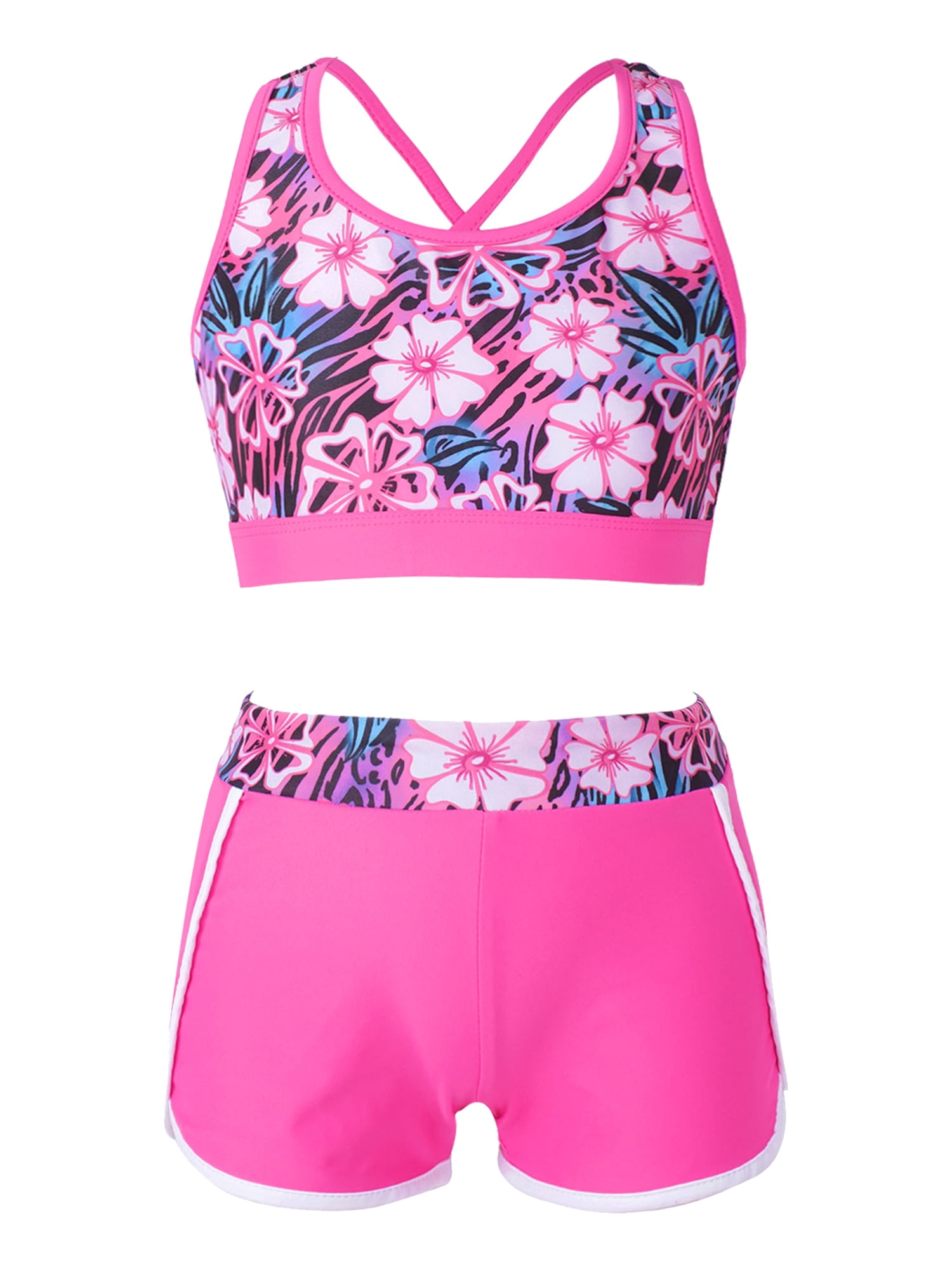 Sholeno Girls Two Piece Tankini Swimsuits Summer Boyshort Bathing Suits ...