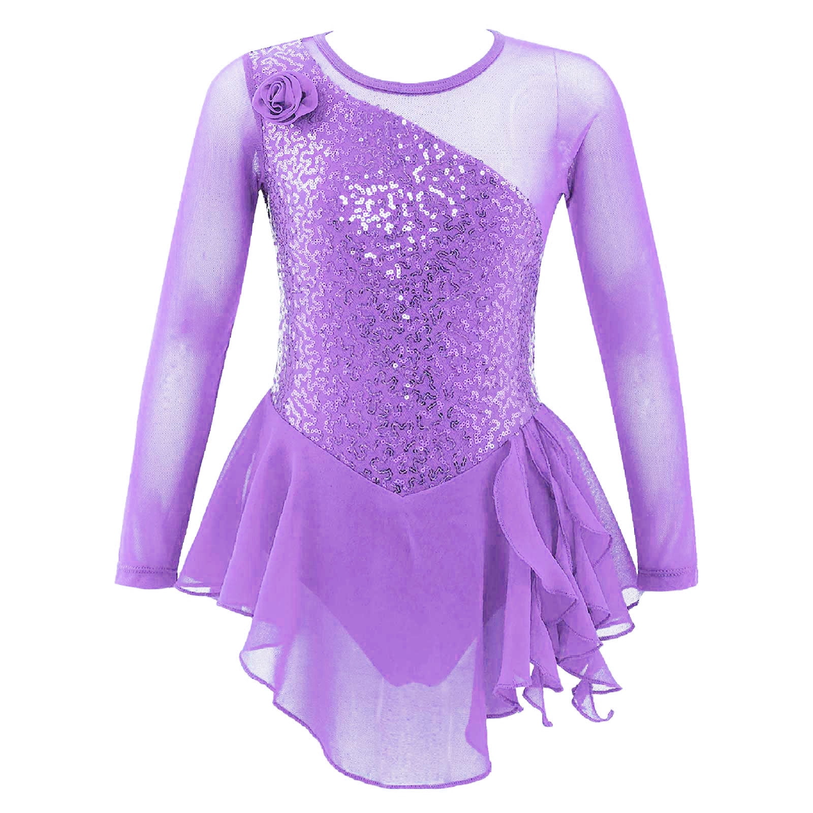 Sholeno Kid Girls Mesh Splice Mock Neck Cutout Back Gymnastics Leotard ...