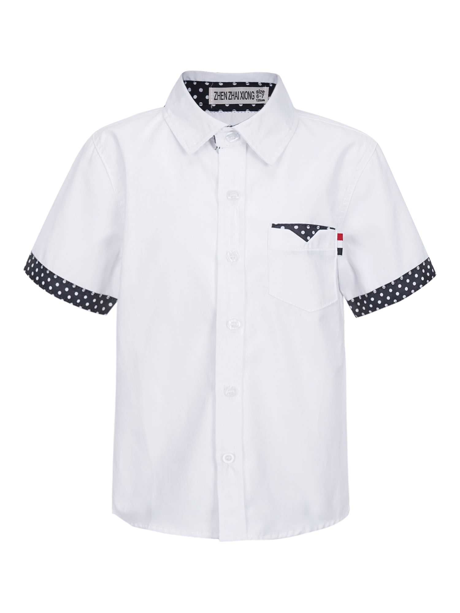 Sholeno Kids Boys Casual Short Sleeve School Shirts Turndown Collar ...
