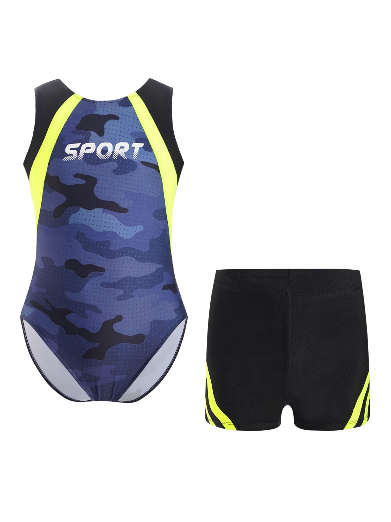Sholeno Kids Boys Gymnastic Leotard and Shorts Set Ballet Dance ...