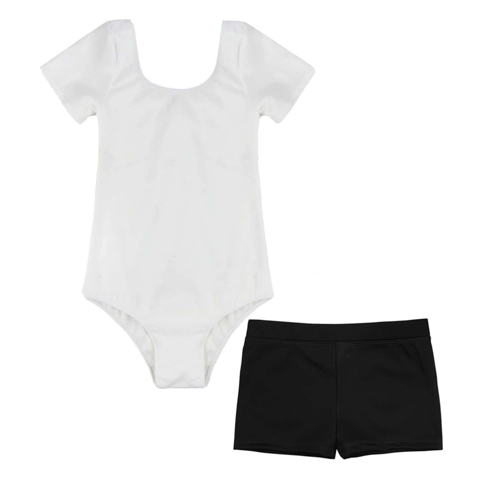 Sholeno Kids Girls Basic Gymnastics Leotard and Shorts Set Cotton Short ...