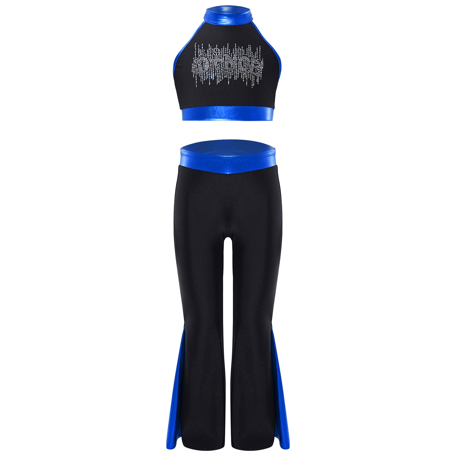 Sholeno Kids Girls Hip Hop Street Dance Outfits Halter Neck Rhinestone ...