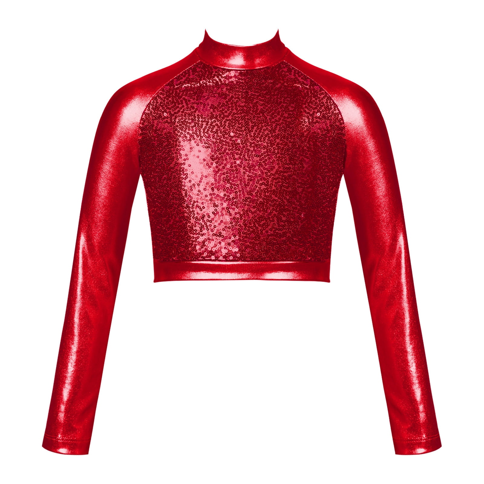 Sholeno Kids Girls Shiny Dance Crop Tops Athletic Sports Gymnastics ...