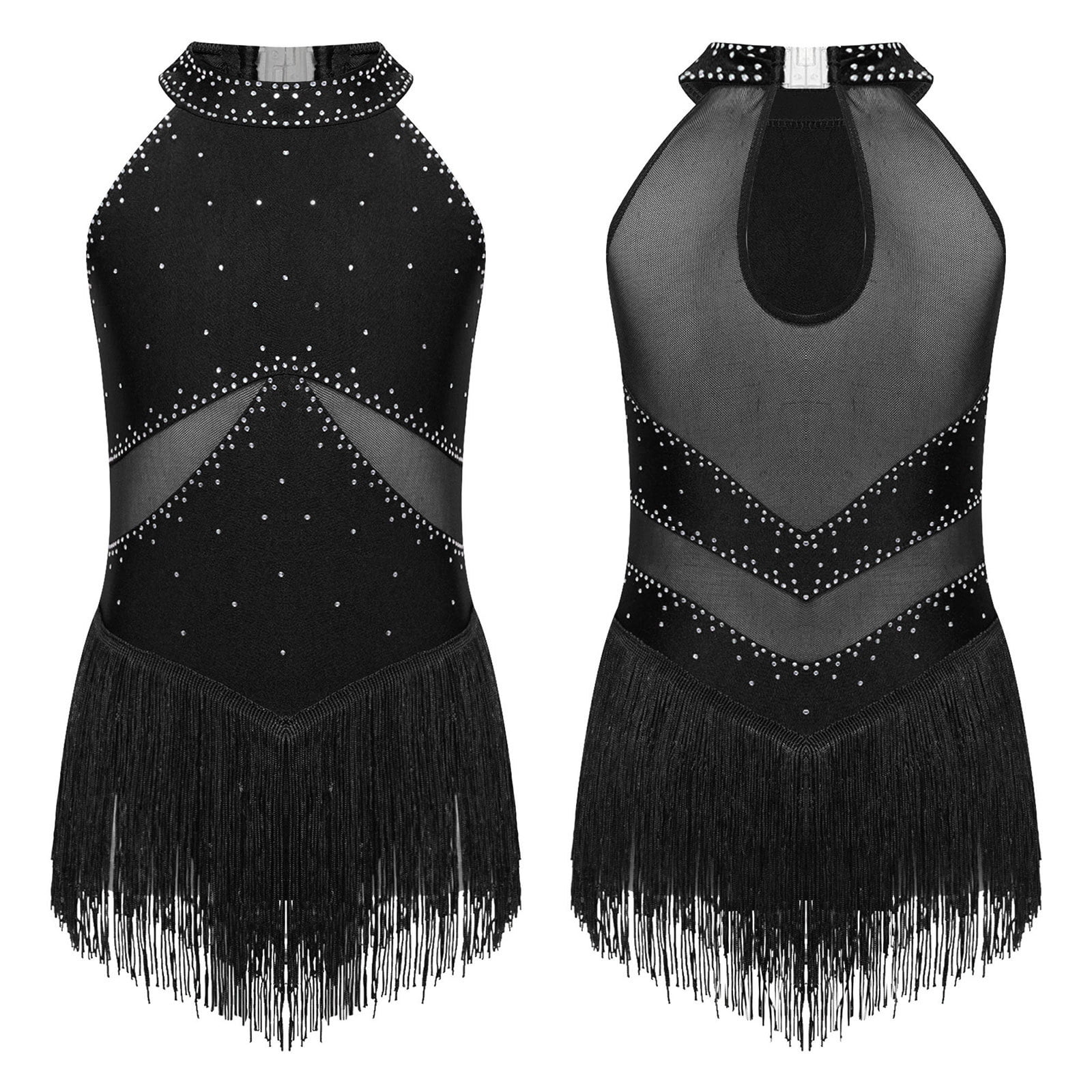 Sholeno Kids Girls Shiny Dance Dress for Latin Jazz Lyrical Dance ...