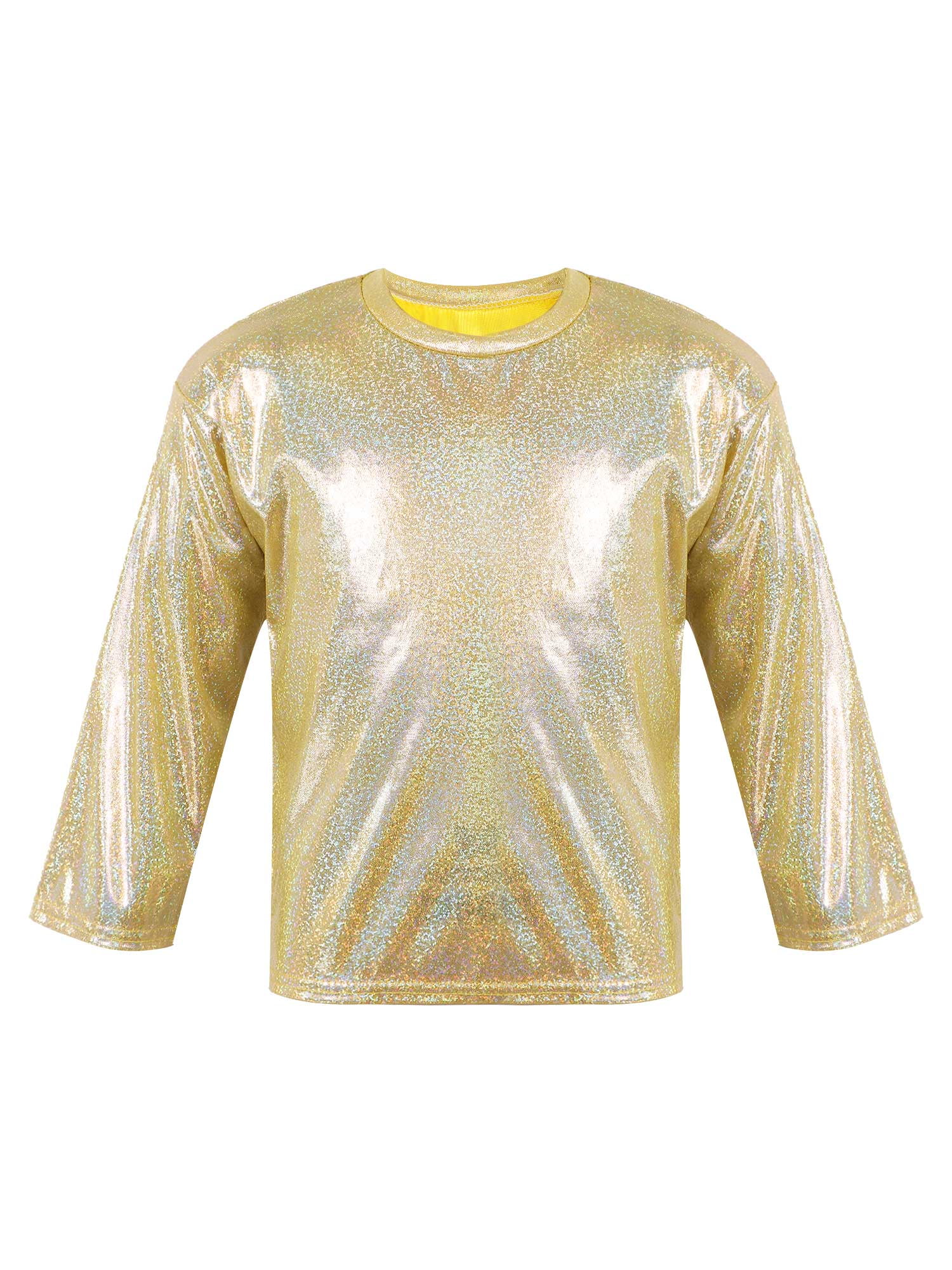 Sholeno Kids Girls Shiny Metallic Jazz Hip Hop Dance T-Shirt Long ...
